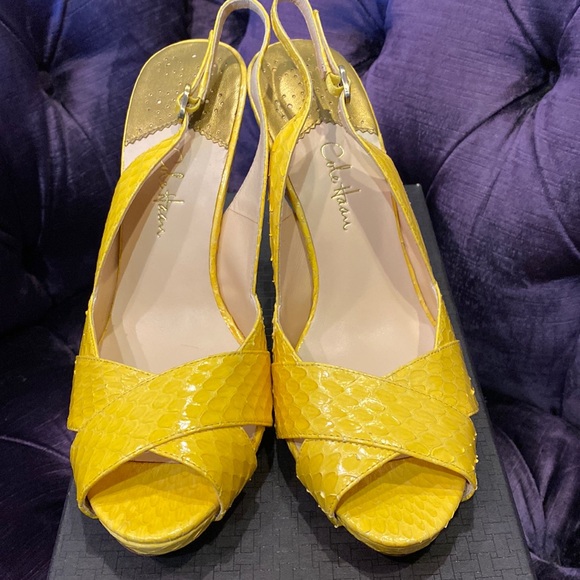 Cole Haan | Shoes | Cole Haan Aurora Air Lemon Snakeskin Pump Sandals ...